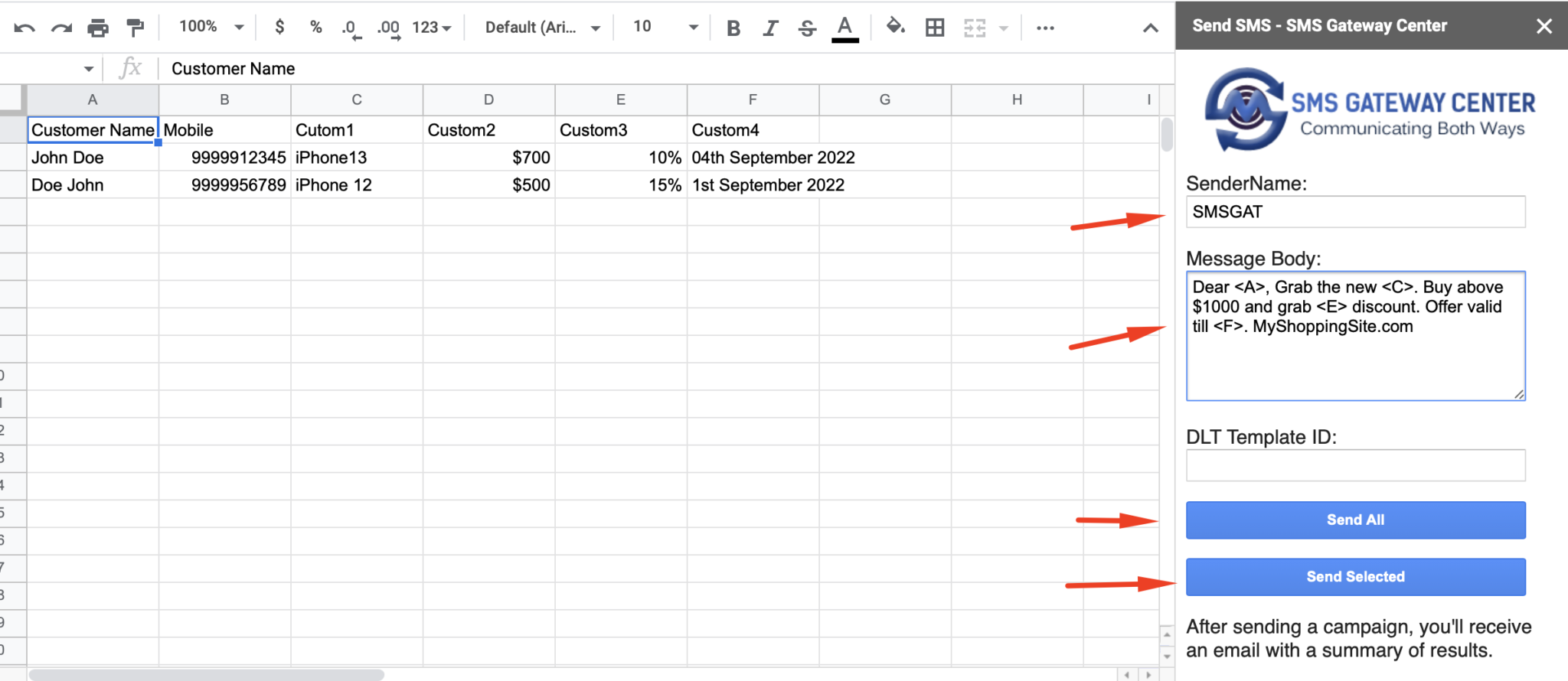 Send SMS from Google Spreadsheet Using SMSGatewayCenter API | Bulk SMS ...